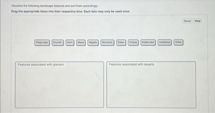 Solved Visualize the following landscape features and sort | Chegg.com