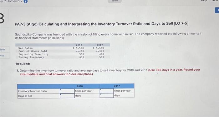 Solved PA7-3 (Algo) Calculating and Interpreting the | Chegg.com