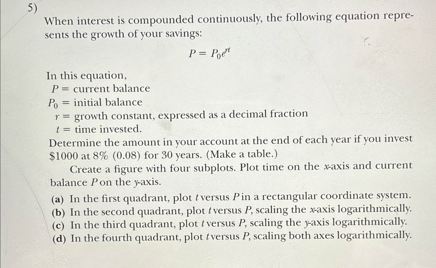 Solved When interest is compounded continuously, the | Chegg.com