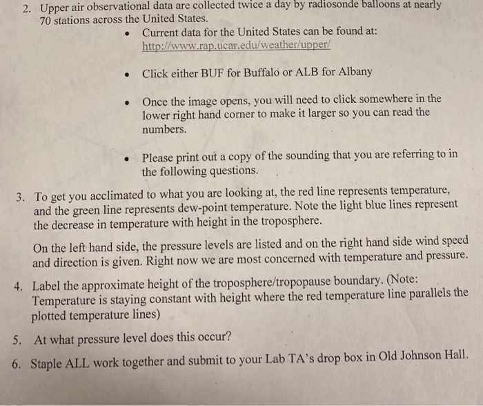 Solved 2. Upper air observational data are collected twice a | Chegg.com