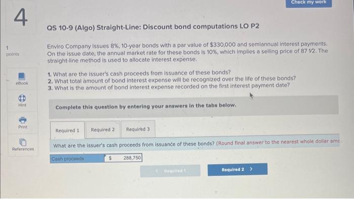 Solved QS 10-9 (Algo) Straight-Line: Discount bond | Chegg.com