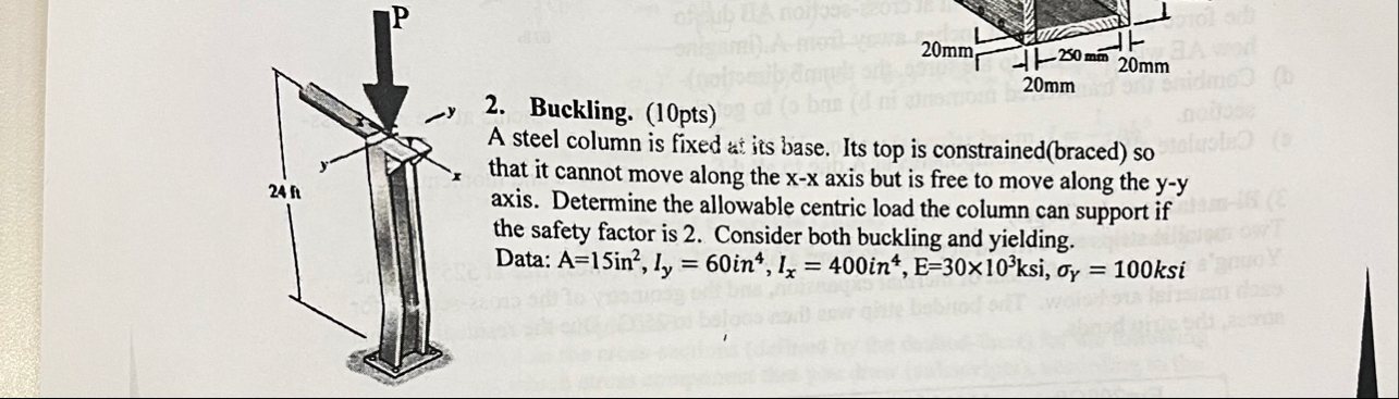 Solved Buckling. (10pts)A steel column is fixed at its base. | Chegg.com
