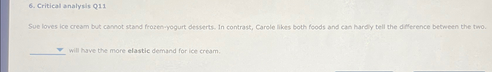 Solved Critical analysis Q11Sue loves ice cream but cannot | Chegg.com