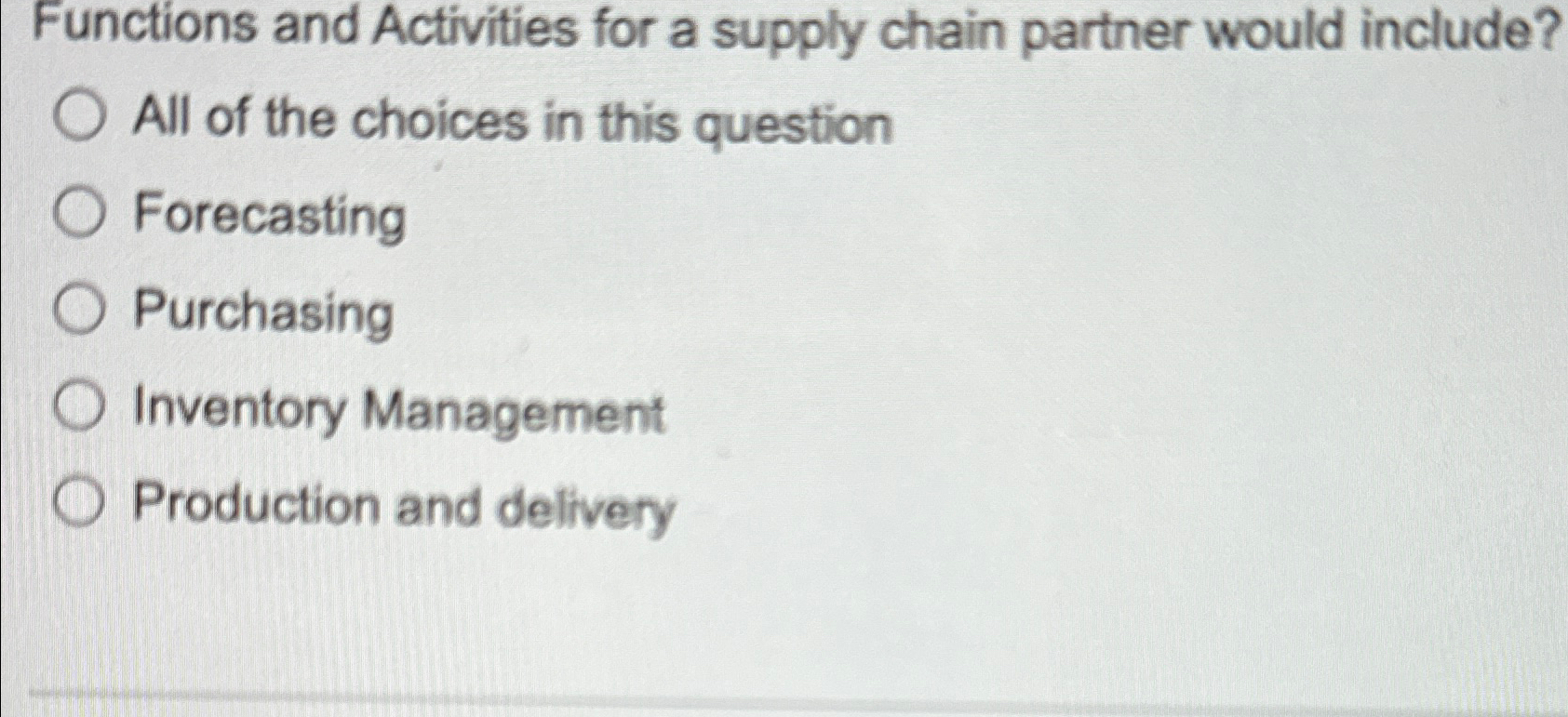 Solved Functions and Activities for a supply chain partner | Chegg.com
