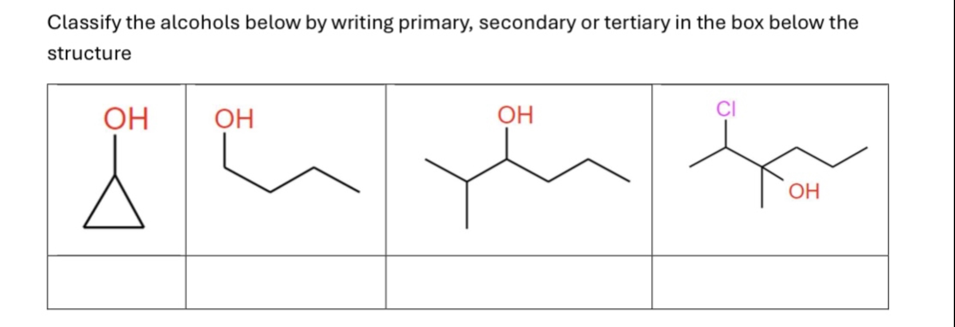 Solved Name the structures belowClassify the alcohols below | Chegg.com