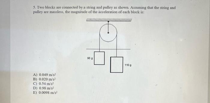 Solved 5. Two blocks are connected by a string and pulley as | Chegg.com
