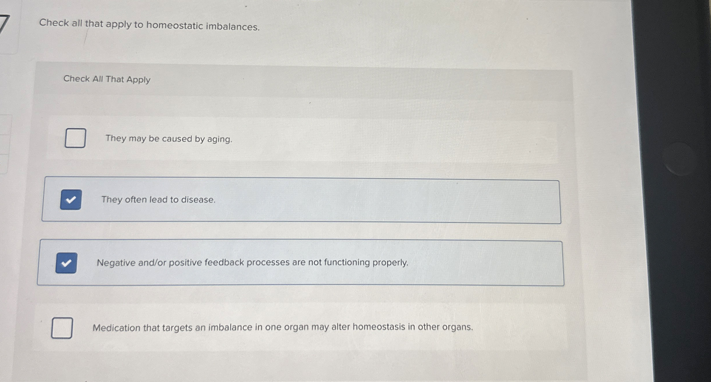 Solved Check all that apply to homeostatic imbalances.Check | Chegg.com