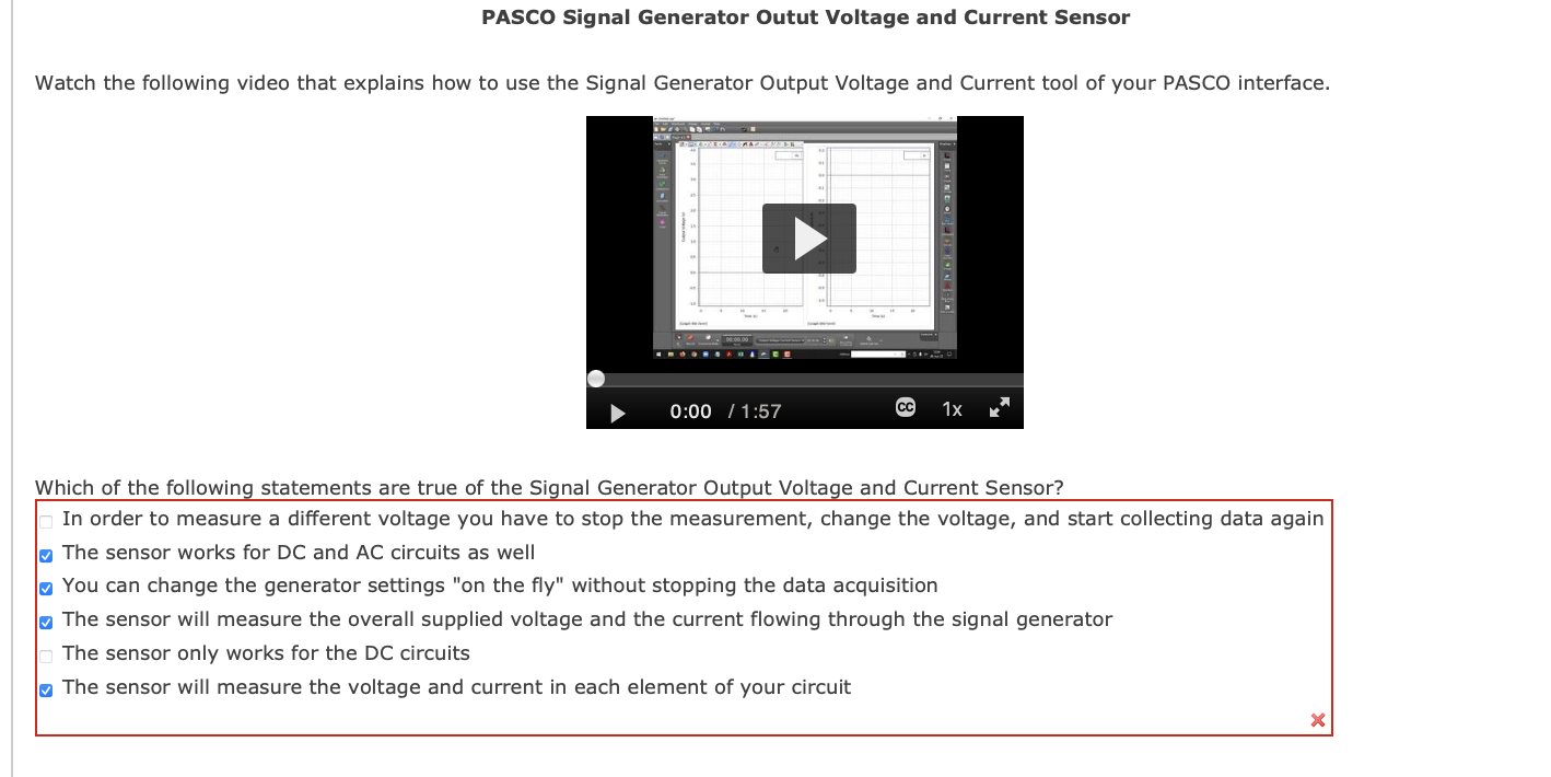 Solved PASCO Signal Generator Outut Voltage and Current | Chegg.com