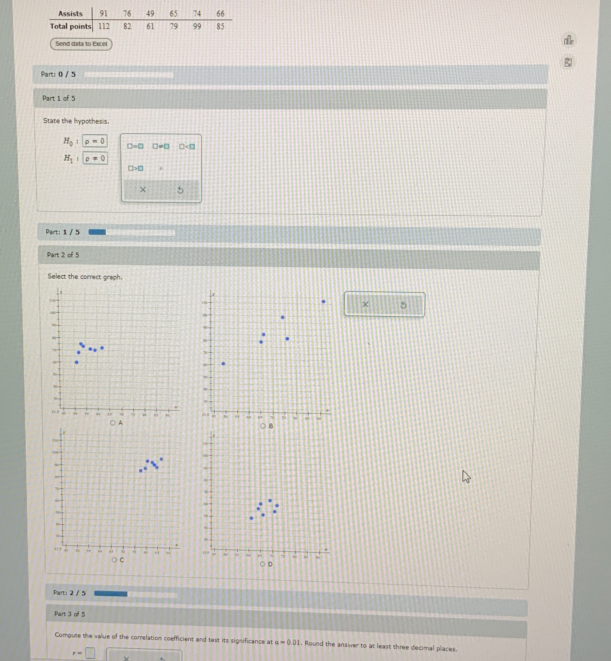 Solved \table[[Assists,91,76,49,65,74,66],[Total | Chegg.com