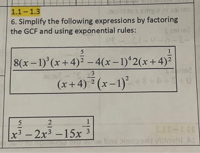 Solved 6. Simplify the following expressions by factoring | Chegg.com