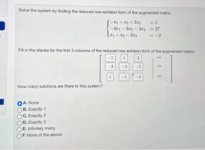 Solved Solve the system by finding the reduced row-echelon | Chegg.com
