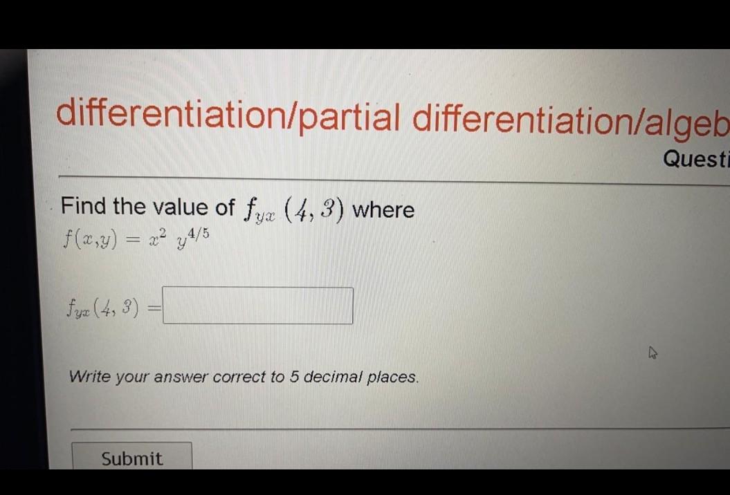 Solved differentiation/partial differentiation/algeb Questi | Chegg.com