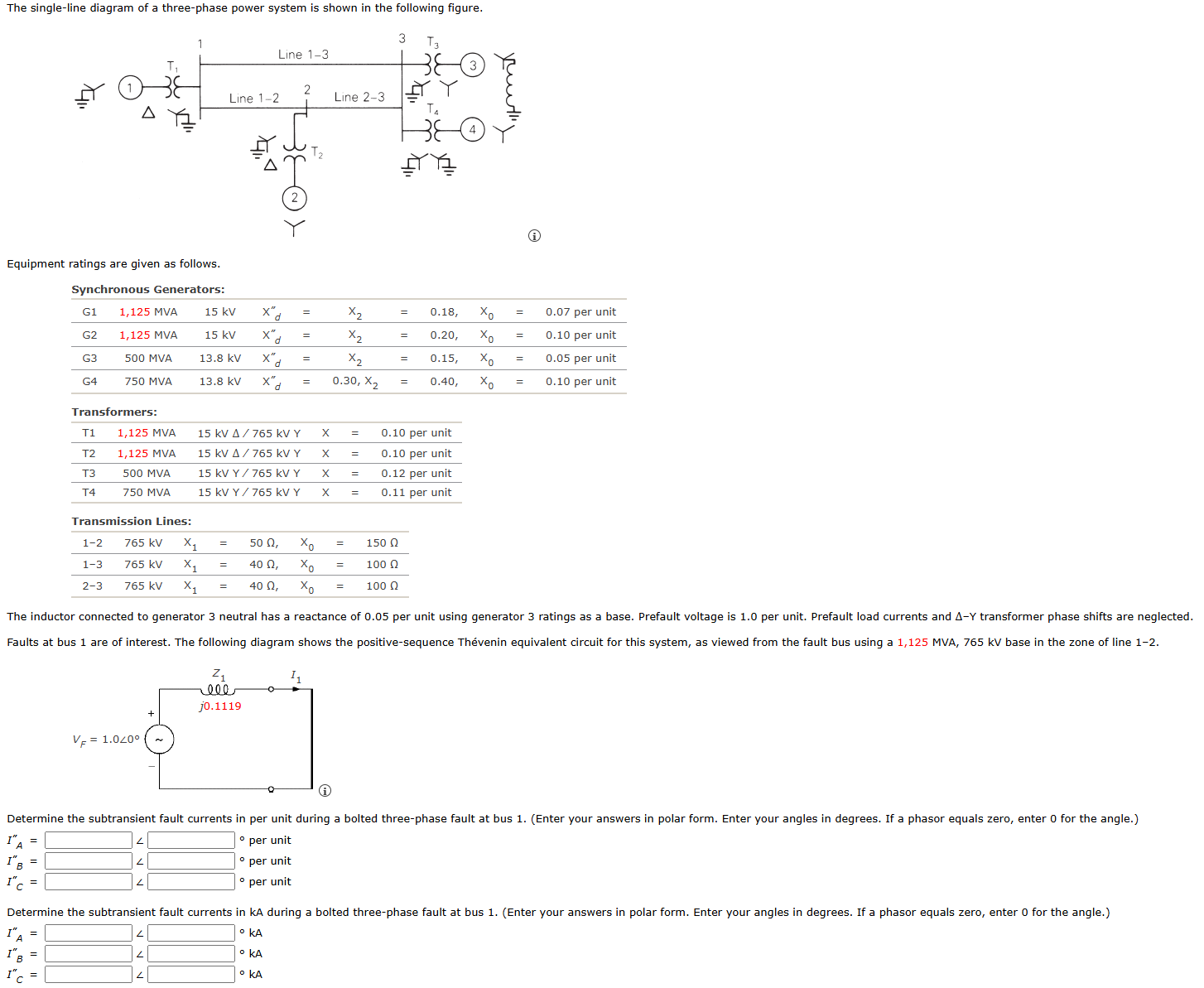 Solved Equipment ratings are given as ﻿follows.Synchronous | Chegg.com