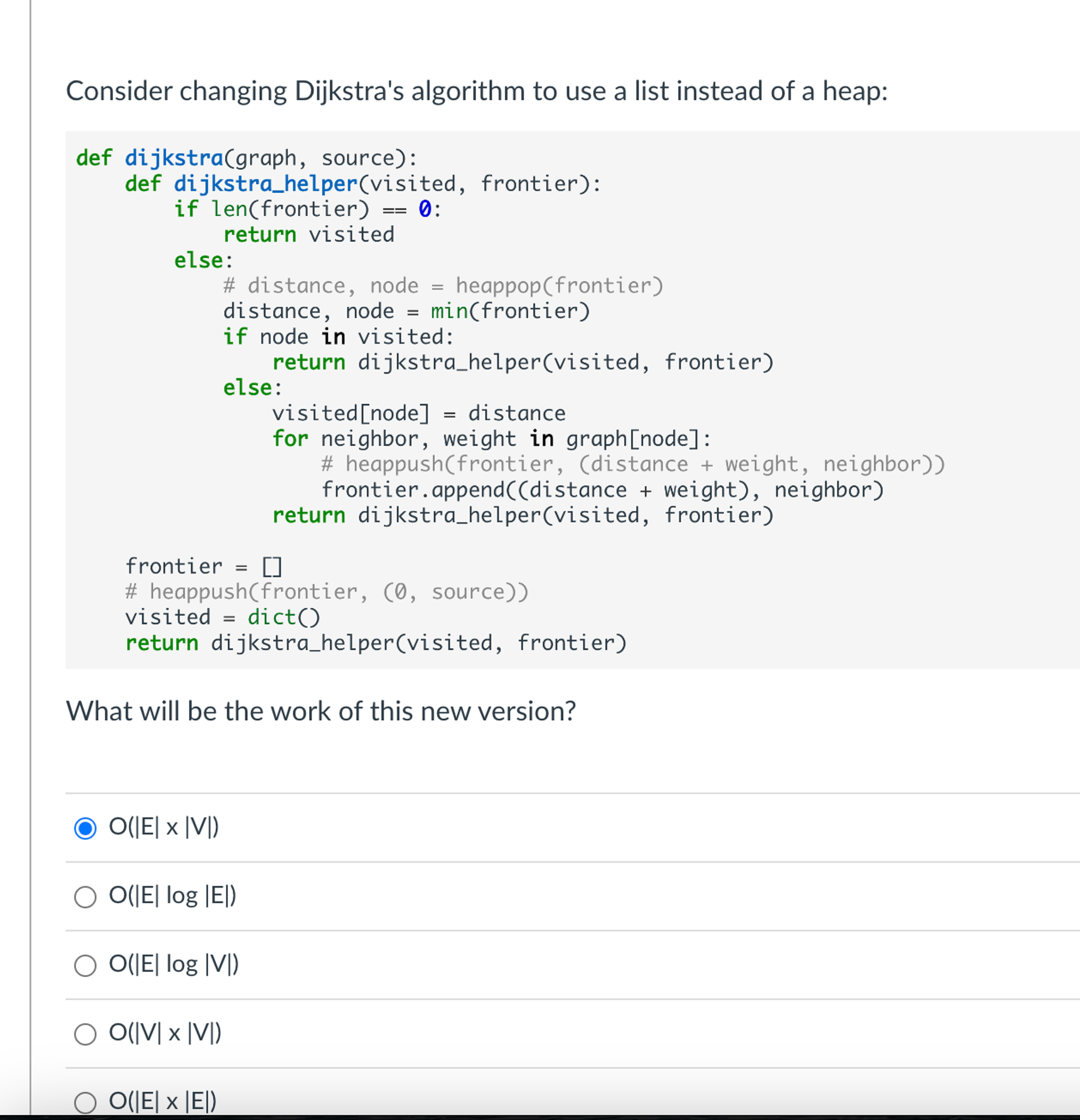 Solved Consider changing Dijkstra's algorithm to use a list | Chegg.com