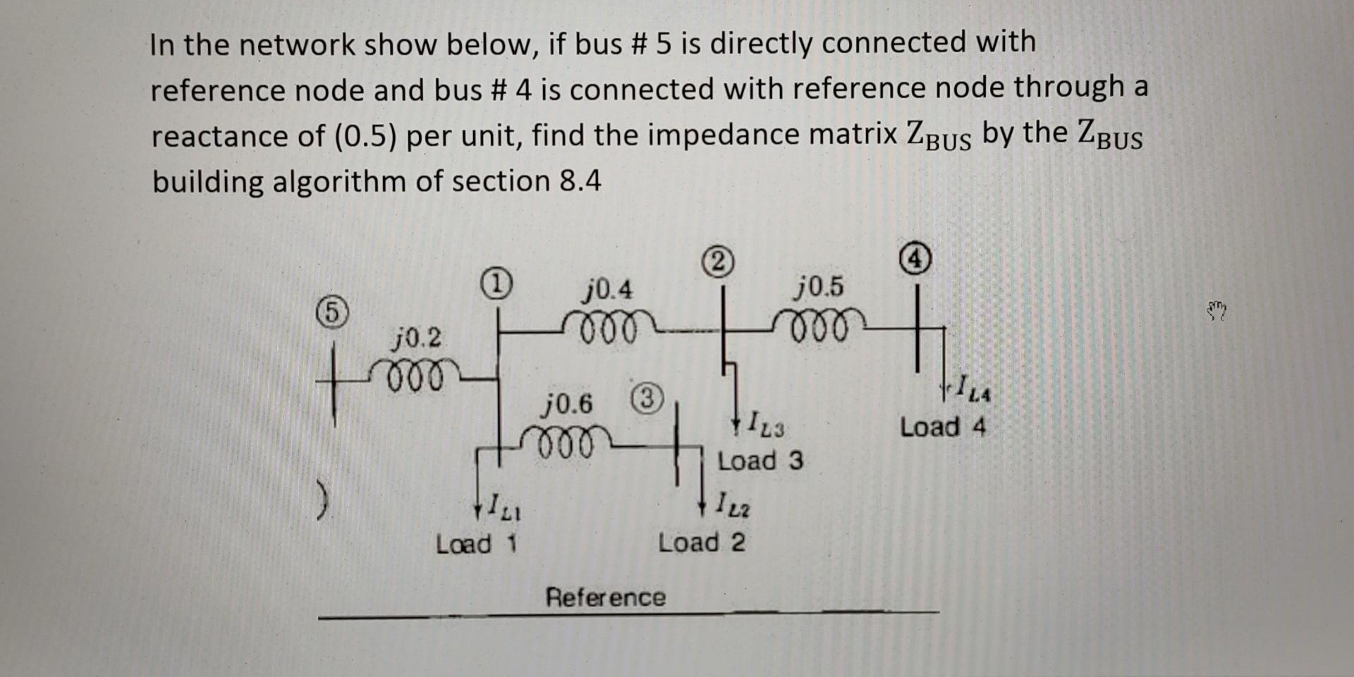 Solved In the network show below, if bus \# 5 is directly | Chegg.com