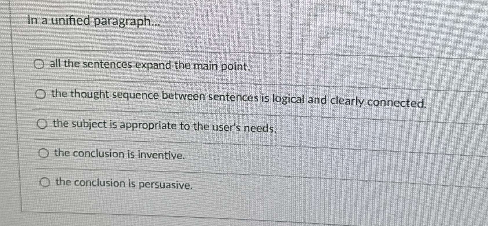 Solved In a unified paragraph...all the sentences expand the | Chegg.com