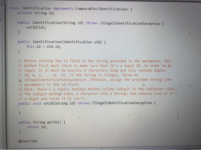 Solved class Identification implements Comparable { private | Chegg.com