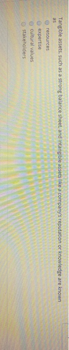 Solved Tangible assets, such as a strong balance sheet and | Chegg.com