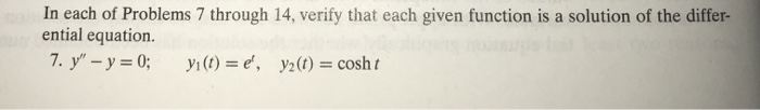 Solved In each of Problems 7 through 14, verify that each | Chegg.com