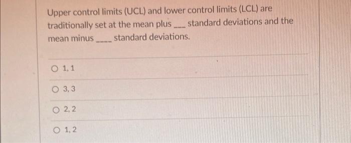 Solved Upper control limits (UCL) and lower control limits | Chegg.com