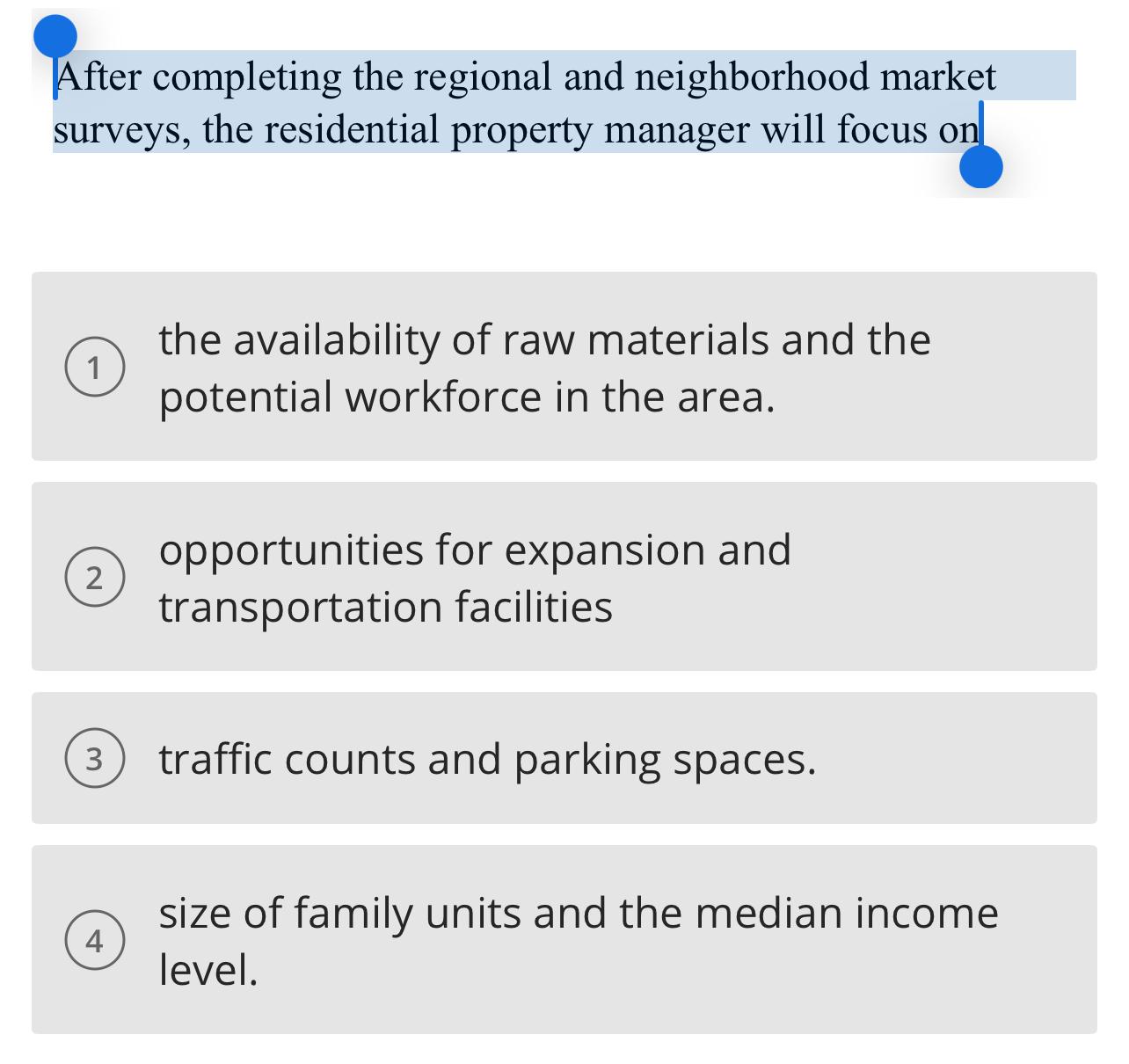 Solved After completing the regional and neighborhood market | Chegg.com