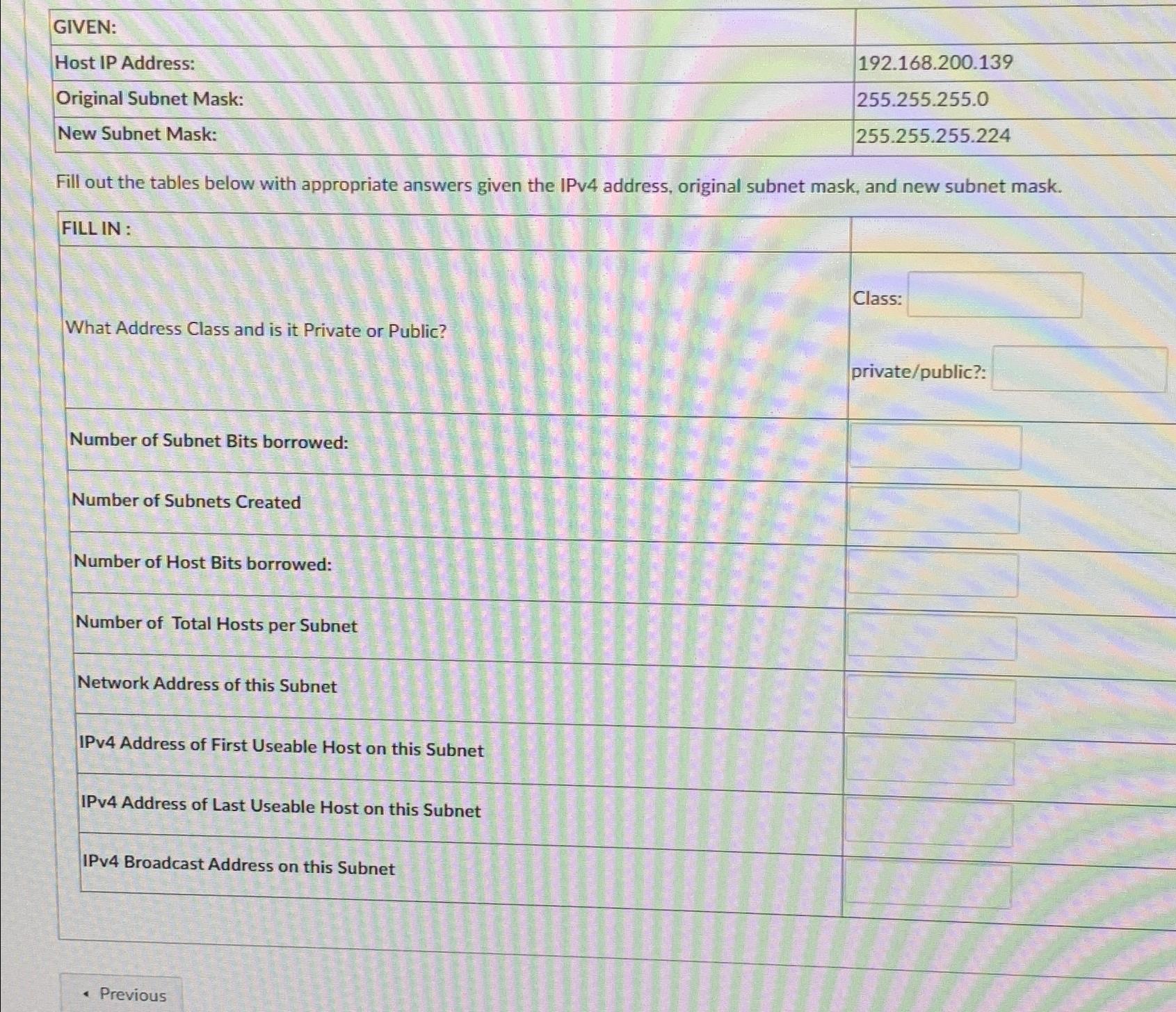 Solved \table[[GIVEN:,],[Host IP | Chegg.com