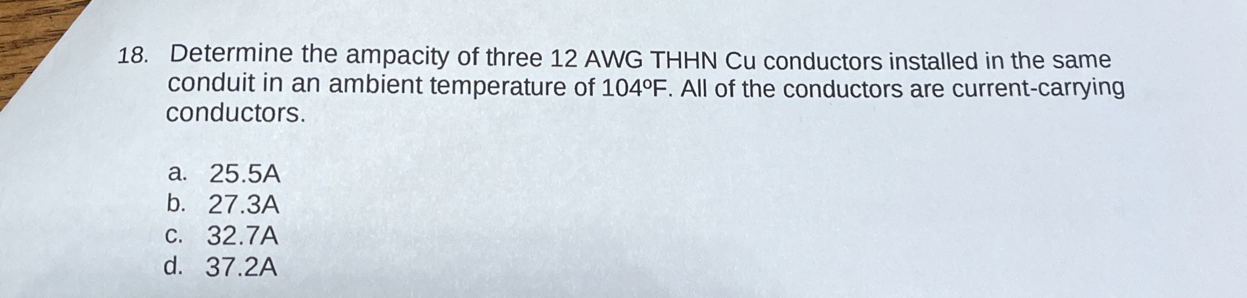 Solved Determine the ampacity of three 12 ﻿AWG THHN Cu | Chegg.com