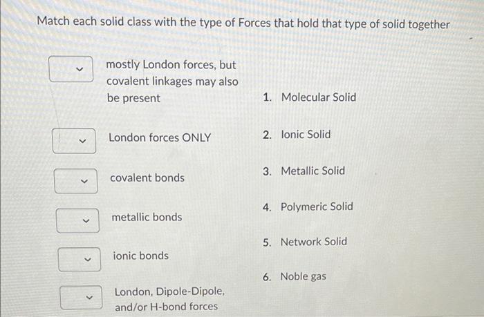 Solved Match each solid class with the Basic Units that make | Chegg.com