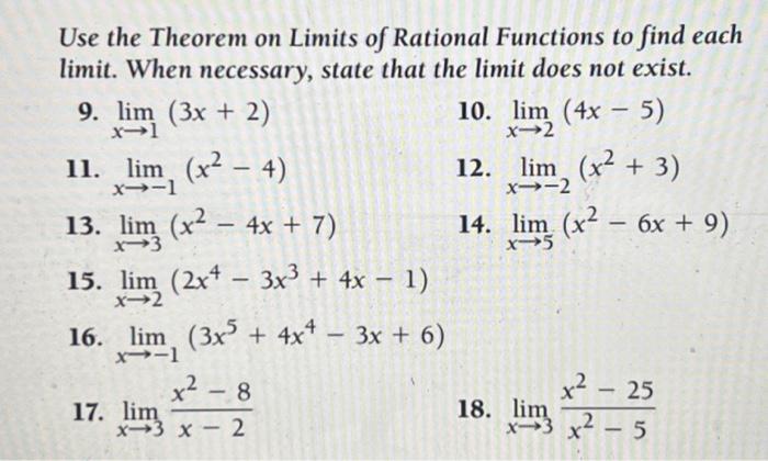 Solved Use the Theorem on Limits of Rational Functions to | Chegg.com
