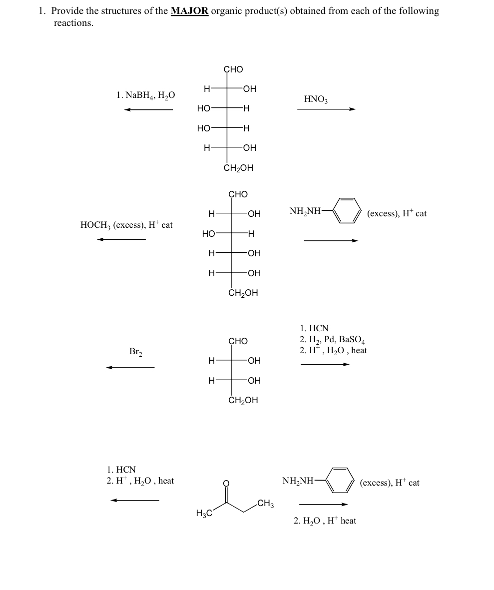 Solved 1. ﻿Provide the structures of the MAJOR organic | Chegg.com