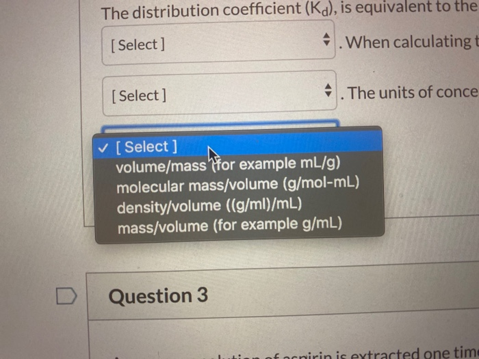 Solved Question 2 1 5 Pts The Distribution Coefficient Kd