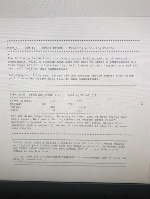 Solved /********* PSET_5 -- PGM 41 DESCRIPTION -- Freezing & | Chegg.com