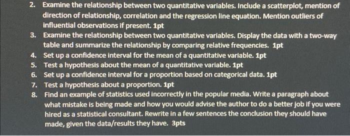 Solved 2. Examine the relationship between two quantitative | Chegg.com