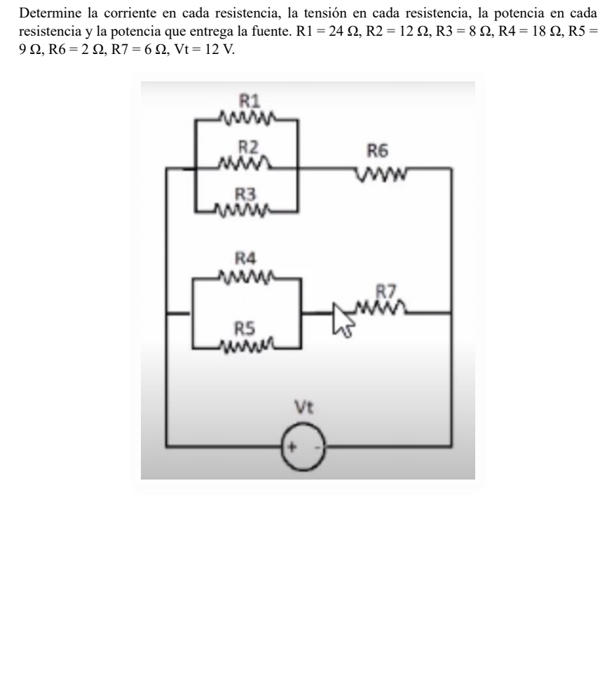 Solved Determine la corriente en cada resistencia, la | Chegg.com