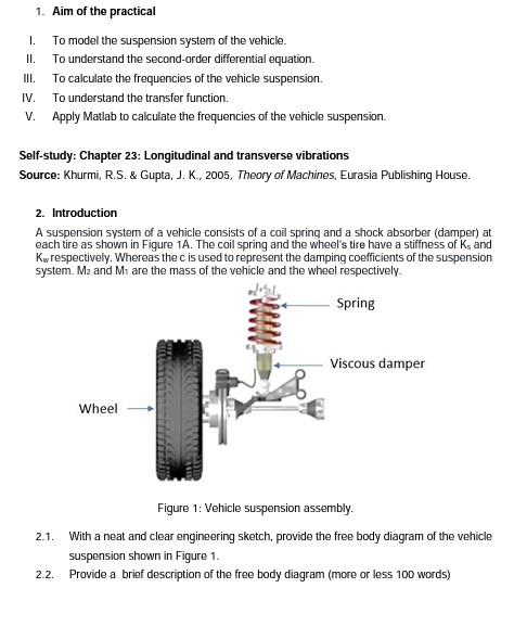 1. Aim of the practical 1. II. To model the | Chegg.com