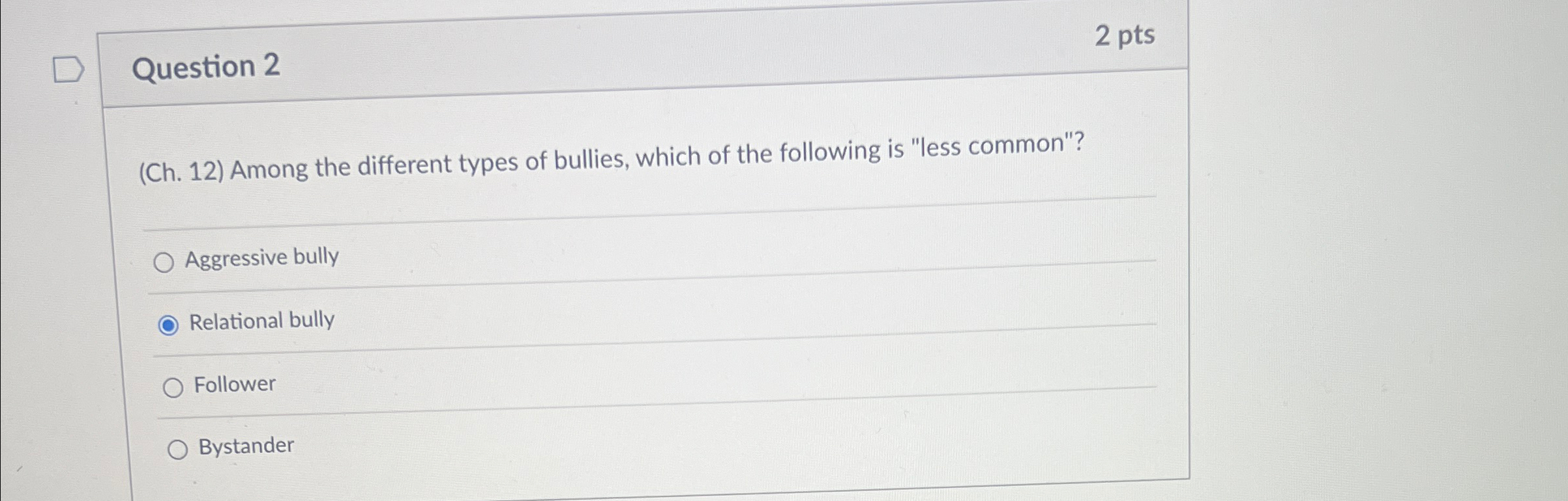 Solved Question 22 ﻿pts(Ch. 12) ﻿Among the different types | Chegg.com