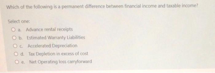 Solved Which of the following is a permanent difference | Chegg.com