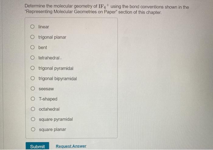 Solved Determine the molecular geometry of CIFs using the | Chegg.com