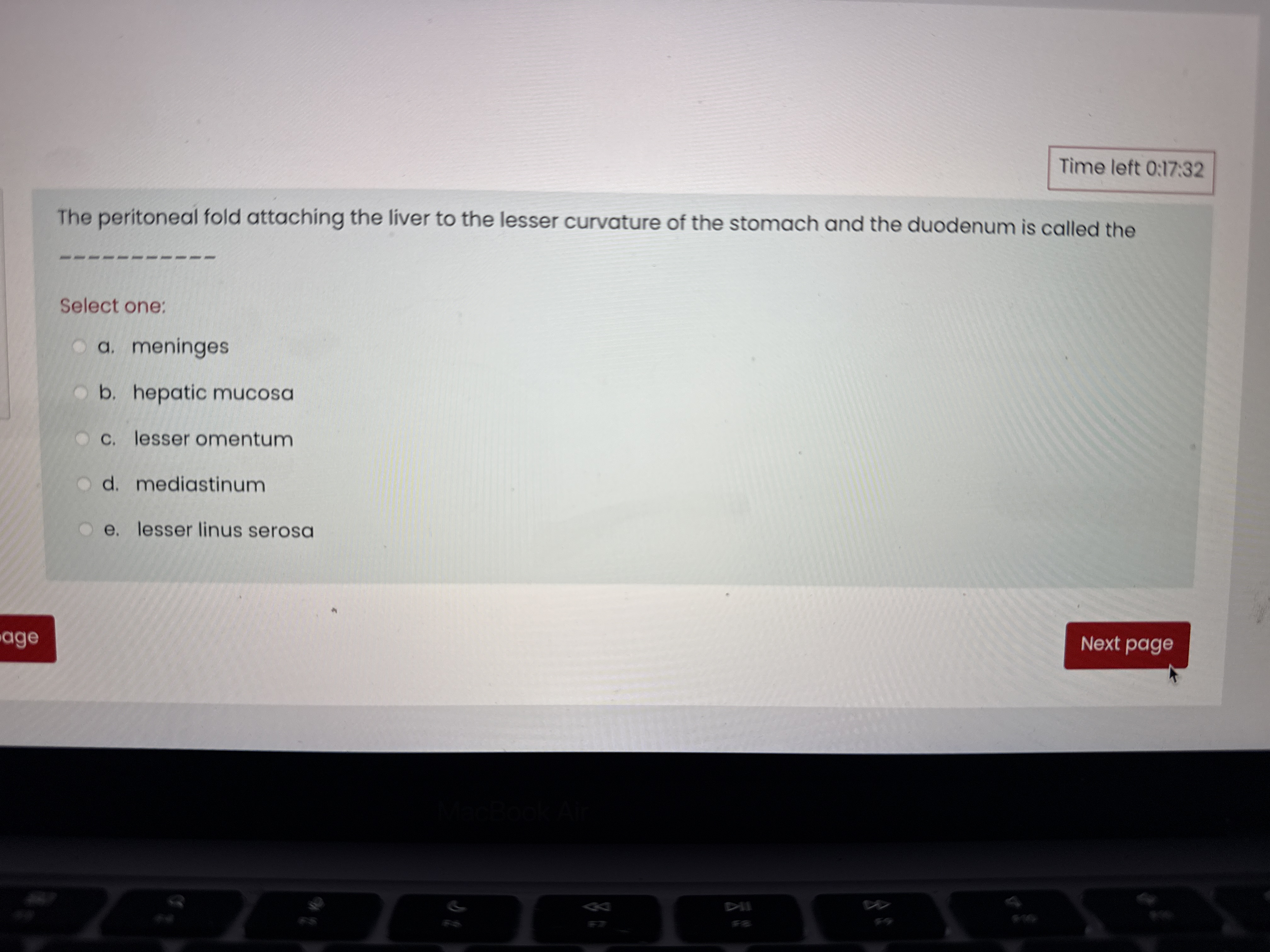 Solved The peritoneal fold attaching the liver to the lesser | Chegg.com