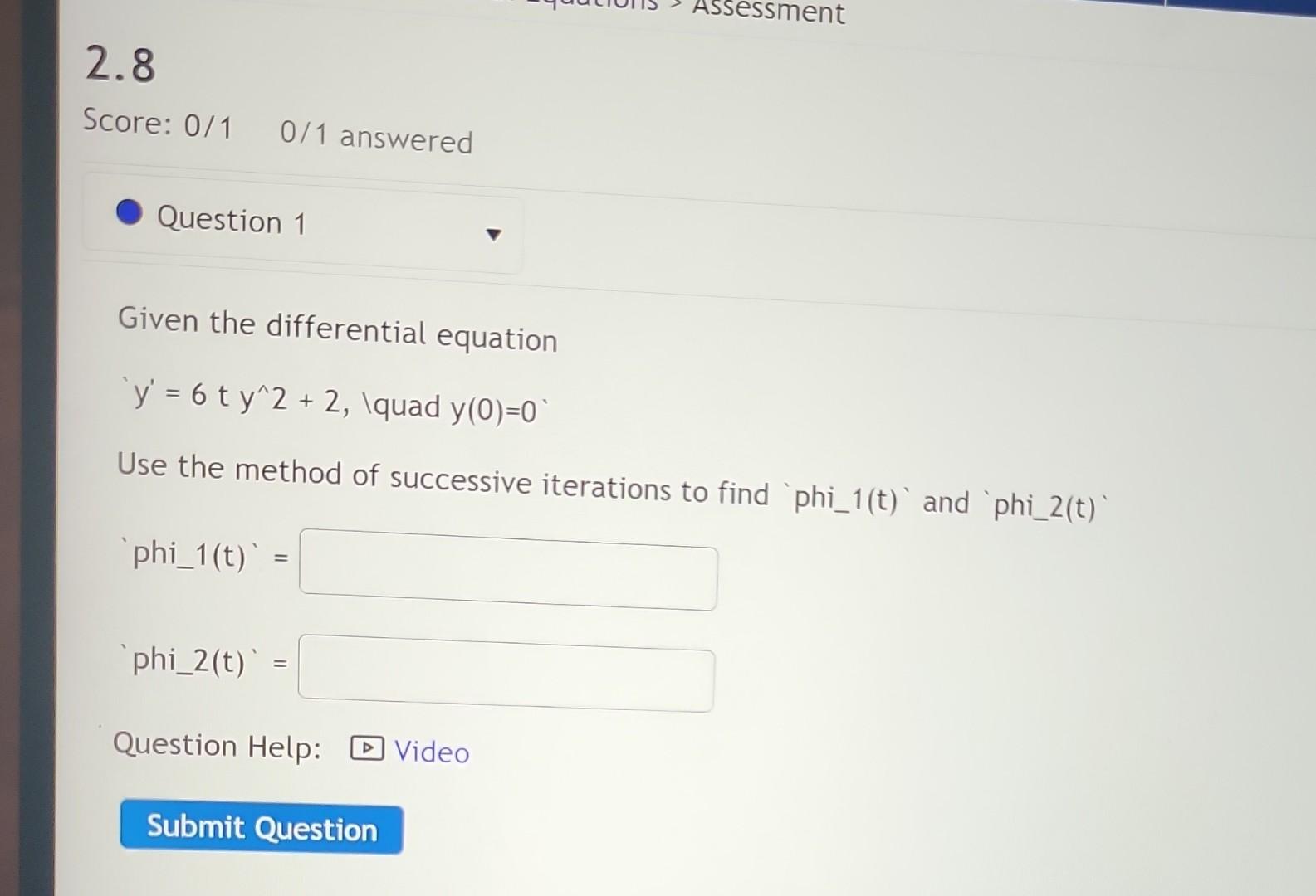 Solved y′=6ty∧2+2, lquad y(0)=0 Use the method of successive | Chegg.com