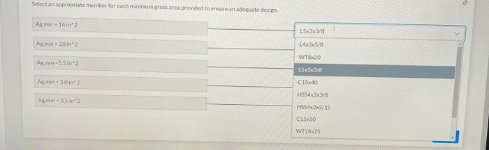 Solved Select an appropriate member for each minimum gross | Chegg.com