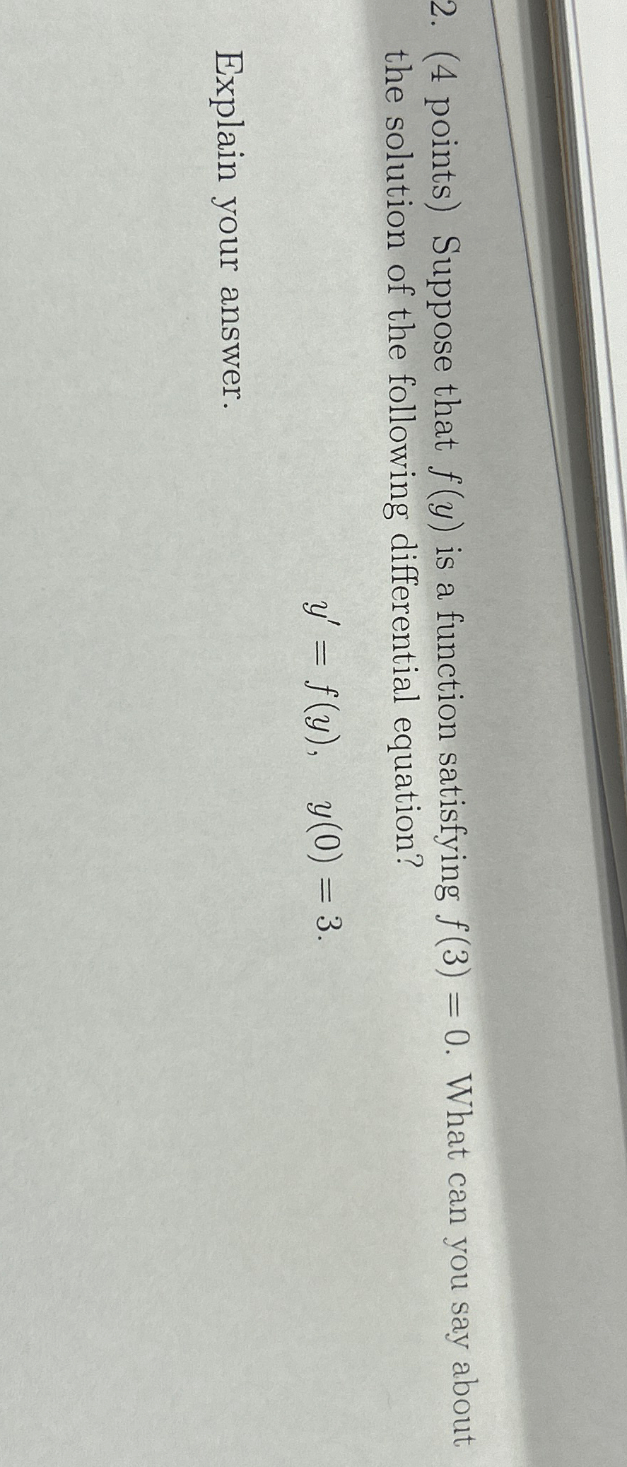 Solved (4 ﻿points) ﻿Suppose that f(y) ﻿is a function | Chegg.com