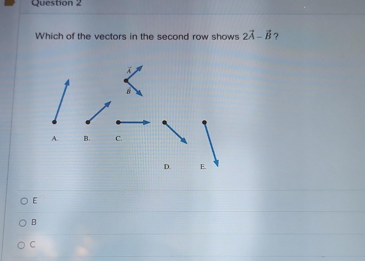 Solved Which of the vectors in the second row shows 2Ả - | Chegg.com