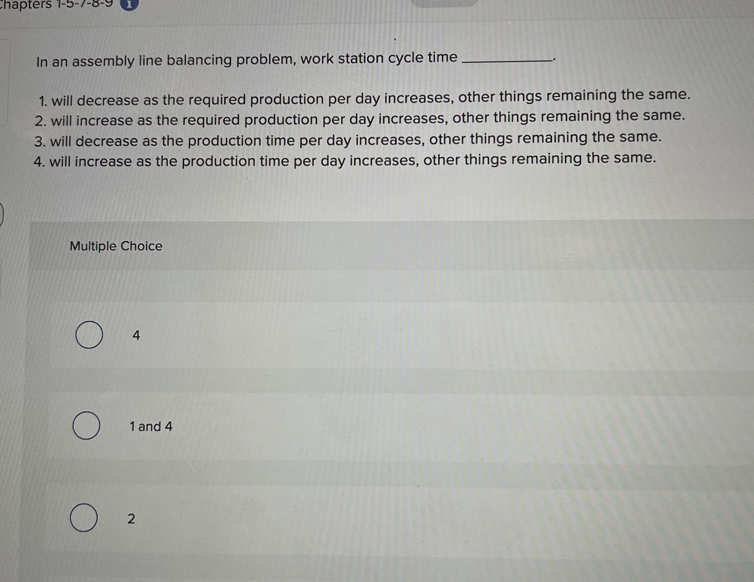 Solved In an assembly line balancing problem, work station | Chegg.com