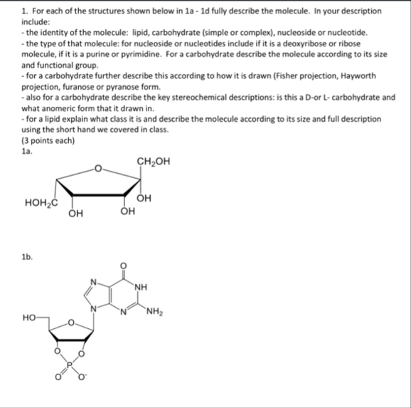 For each of the structures shown below in 1a - 1d | Chegg.com