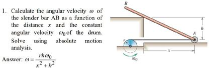 Solved Calculate the angular velocity of the slender bar AB | Chegg.com