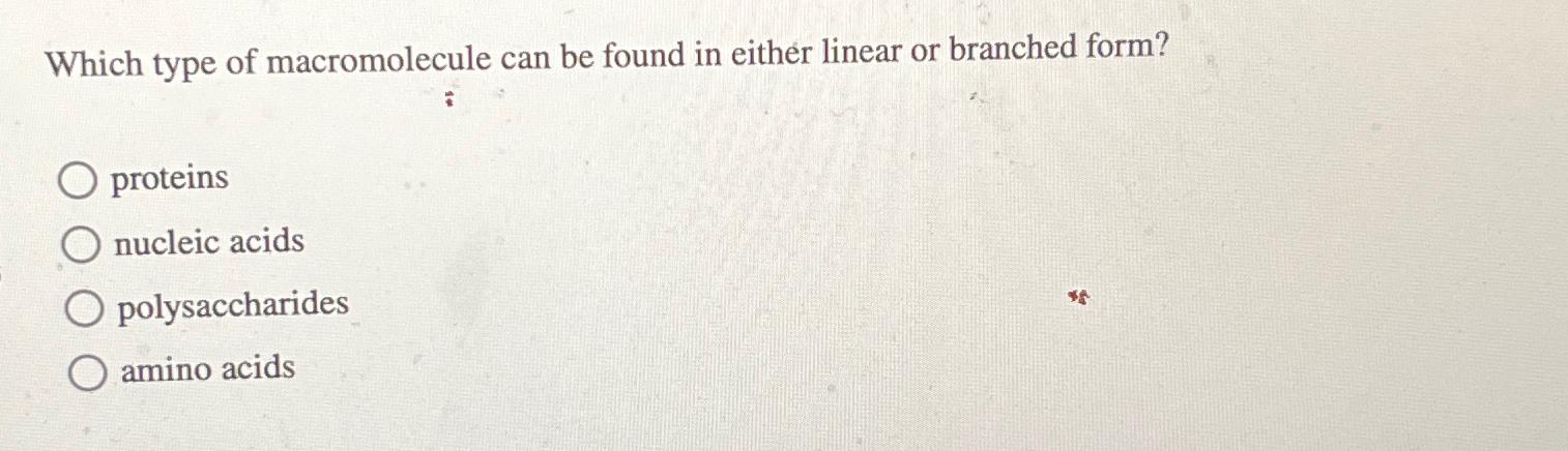 Solved Which type of macromolecule can be found in either | Chegg.com