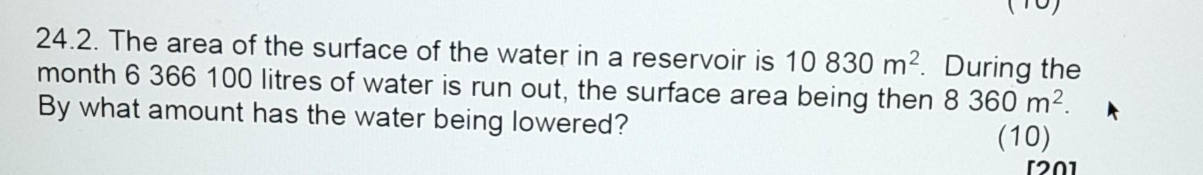 Solved 24.2. The area of the surface of the water in a | Chegg.com