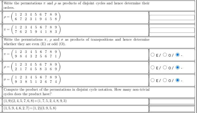 Solved Write the permutations n and pas products of disjoint | Chegg.com