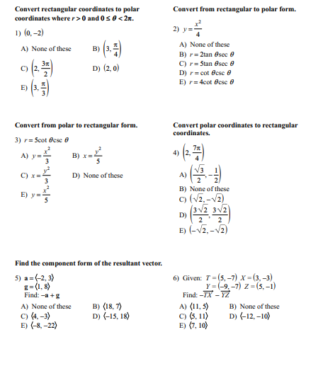 Solved Convert from rectangular to polar | Chegg.com